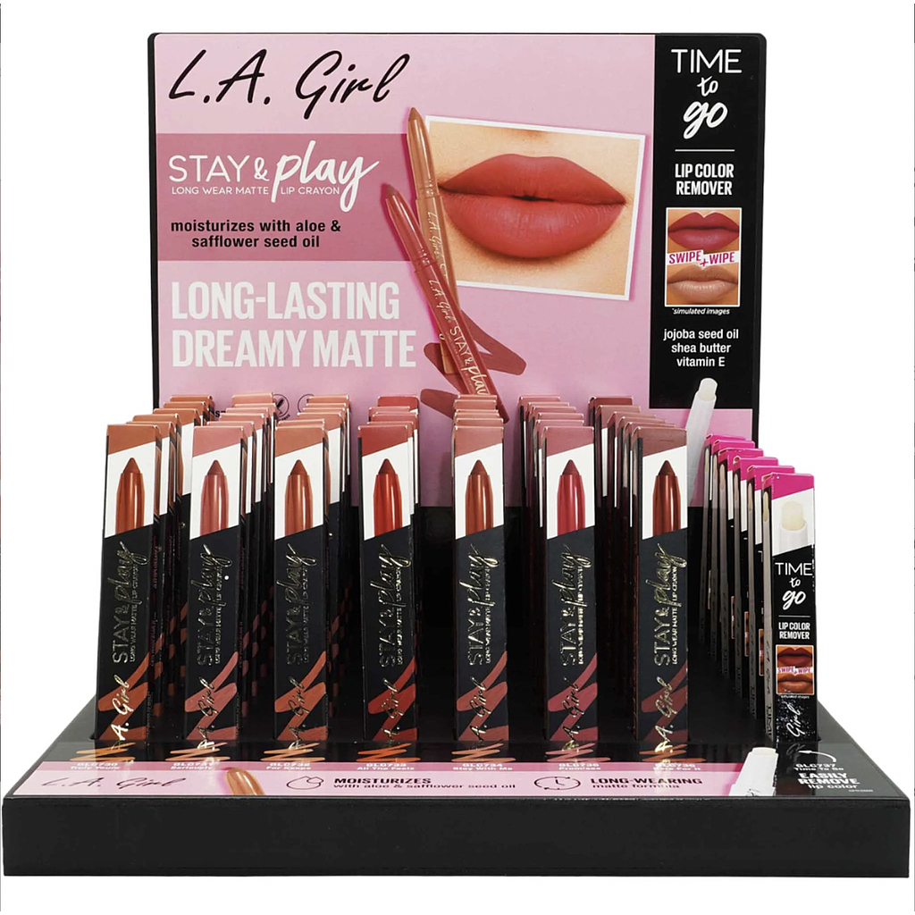 la Girl - Lip Crayon Stay & Play Matte Display 48 Unidades (GPD486 ...